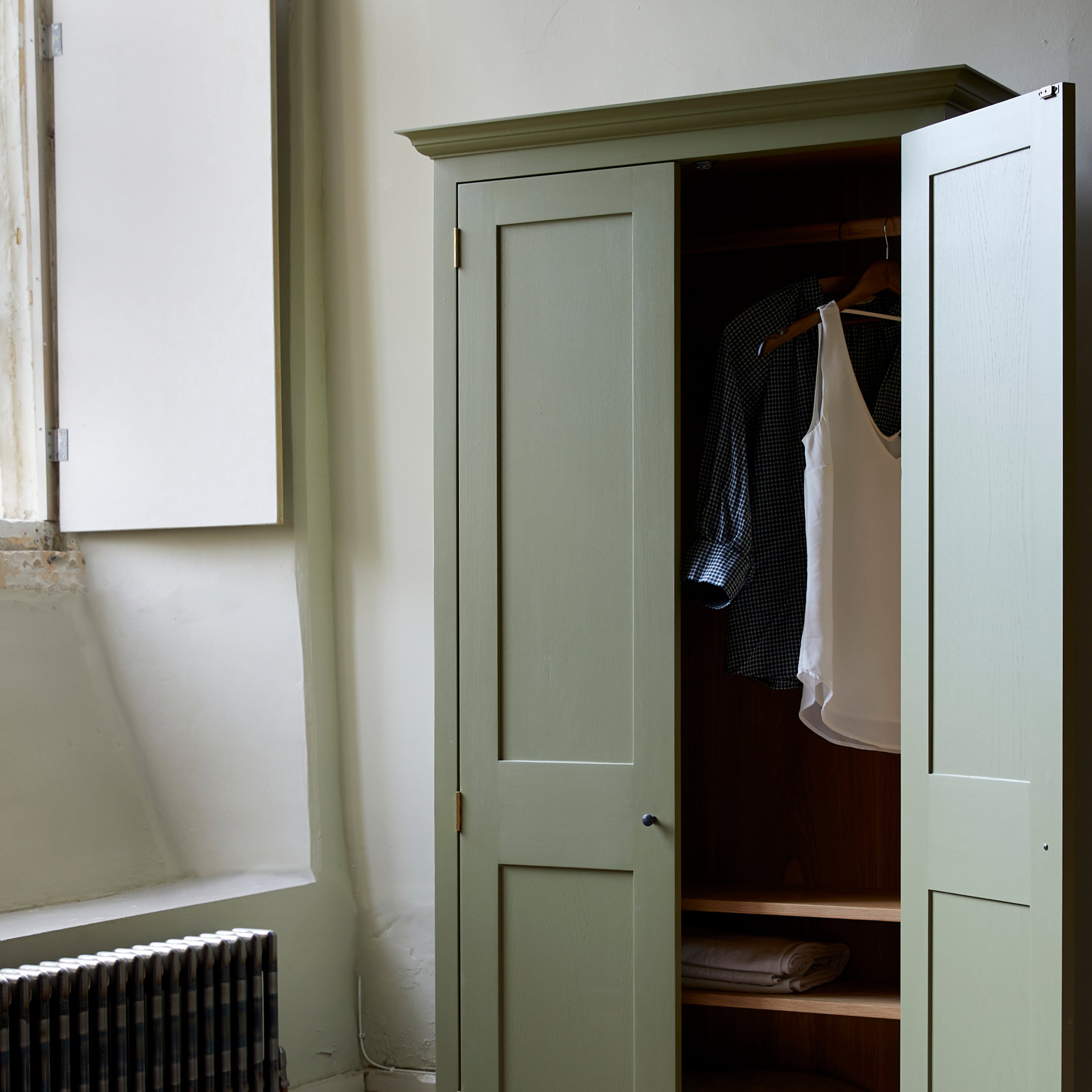 New-Shaker Armoire in Sussex White – Pilgrim House